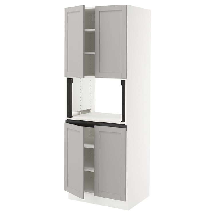 SEKTION gabinete alto microondas+4 puertas, blanco/Lerhyttan gris claro ...