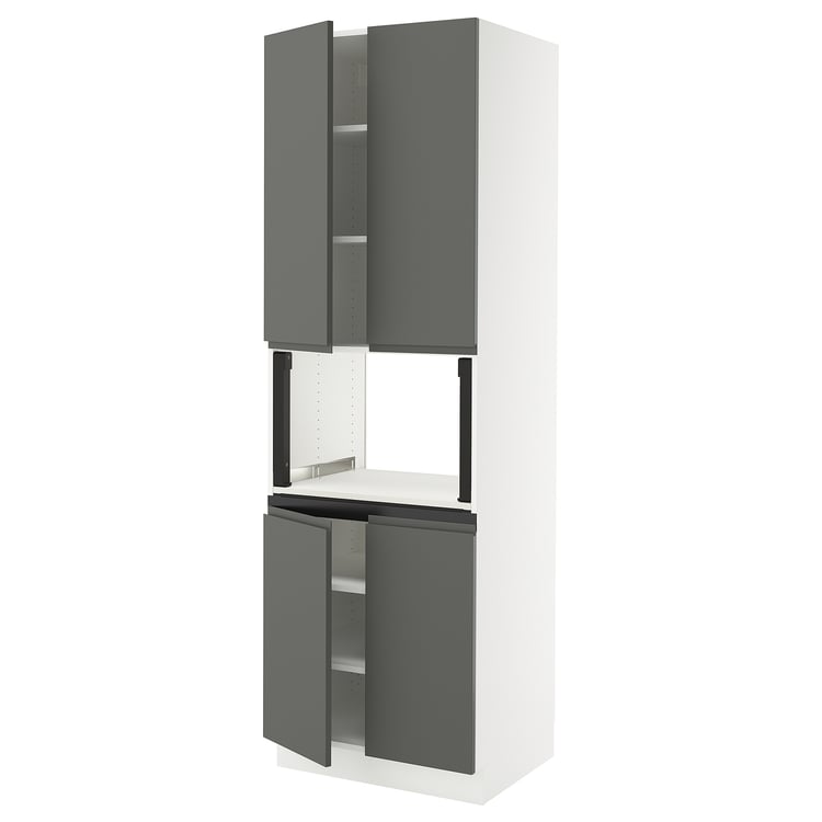 SEKTION gabinete alto microondas+4 puertas, blanco/Voxtorp gris oscuro ...