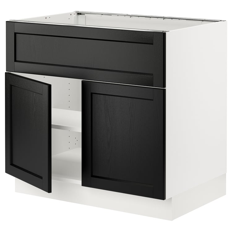 SEKTION gabinete bajo estufa/extractor+2 pt, blanco/Lerhyttan teñido en ...
