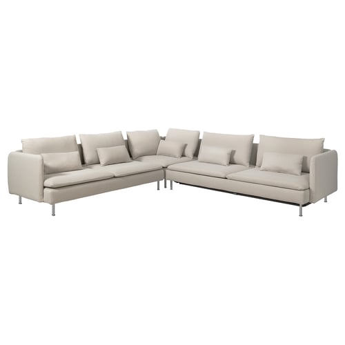 SÖDERHAMN sofá cama esquinero, 6 plazas, Fridtuna beige claro - IKEA