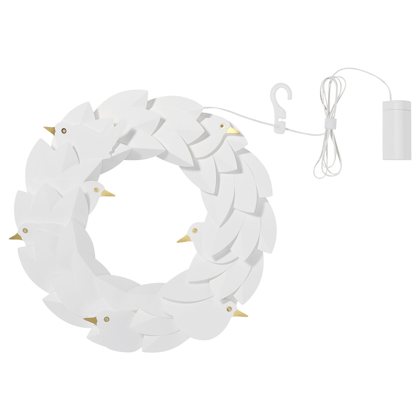 STRÅLA corona LED, funciona con pilas/palomas blanco - IKEA