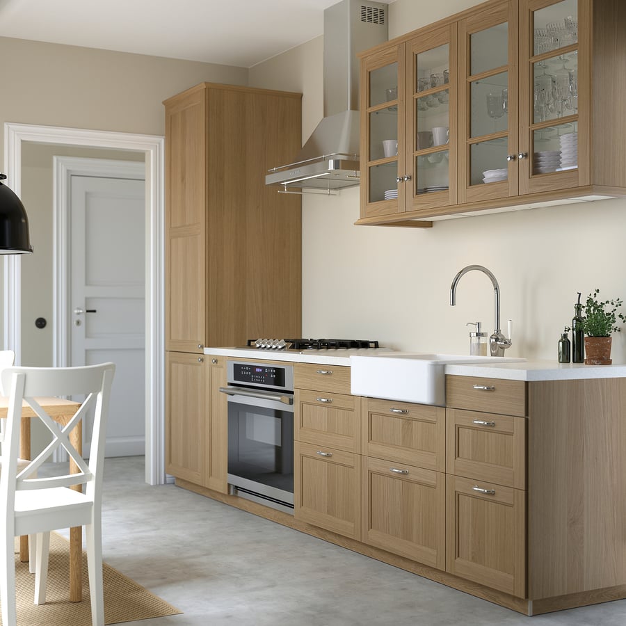 VEDHAMN puerta de vidrio, roble, 15x15" - IKEA